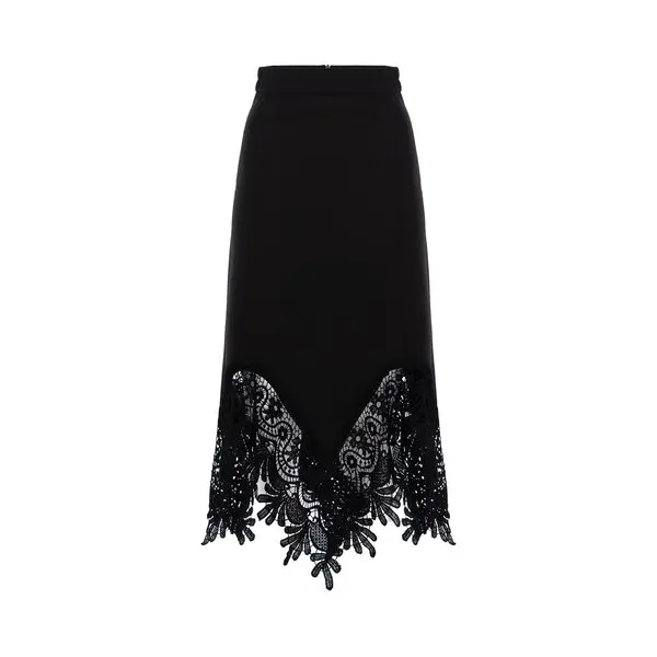 CONCEPT A TROIS Midi Skirt With Lace Detail