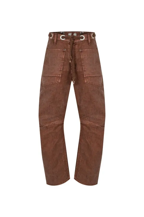 GOC DENIM Flocked Pull-on Barrel Jeans