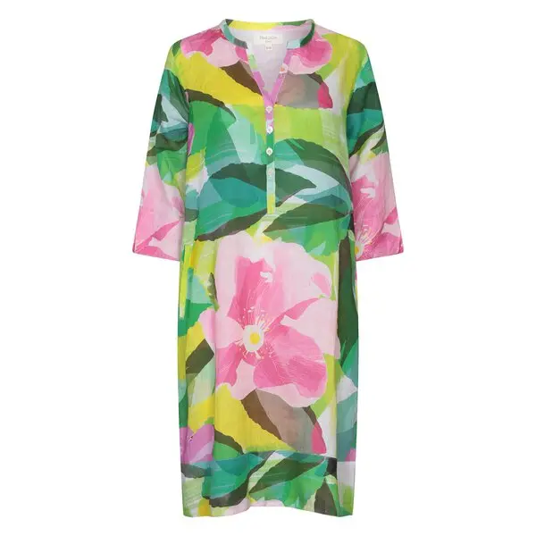 NOLOGO-CHIC Paper Rose Floral Print Tunic Dress - White