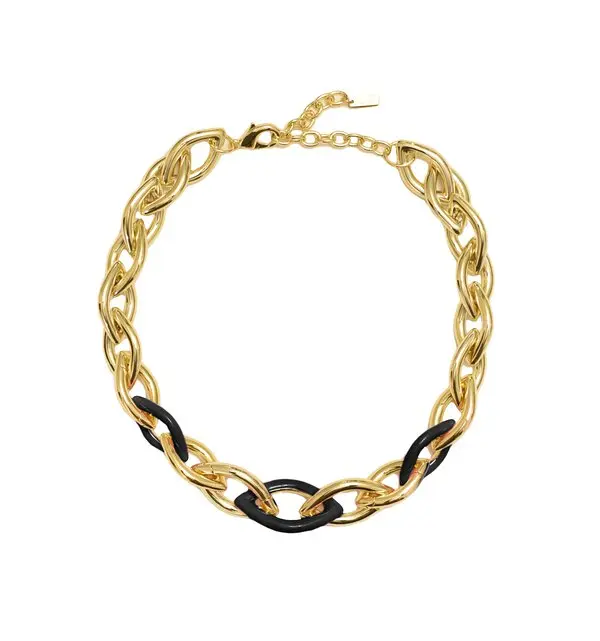 ADRIANA PAPPAS DESIGNS Enamel Links Necklace - Black