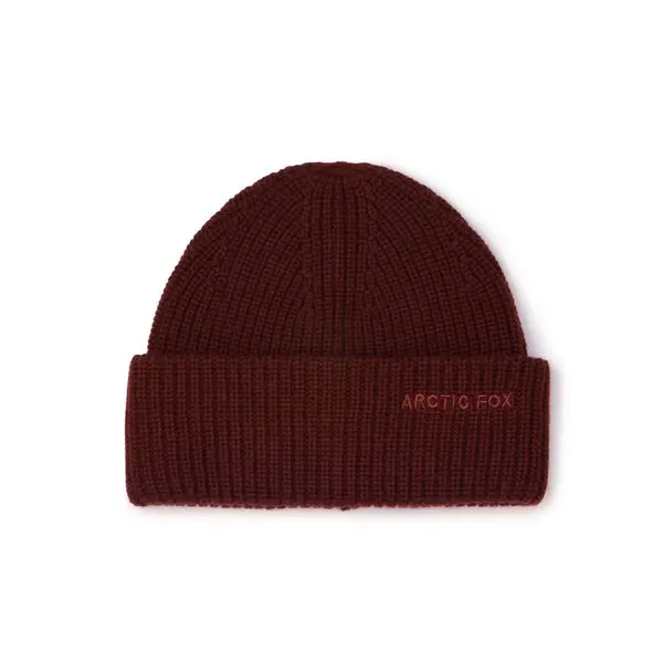 ARCTIC FOX & CO. Embroidered Merino Wool Beanie - Brown