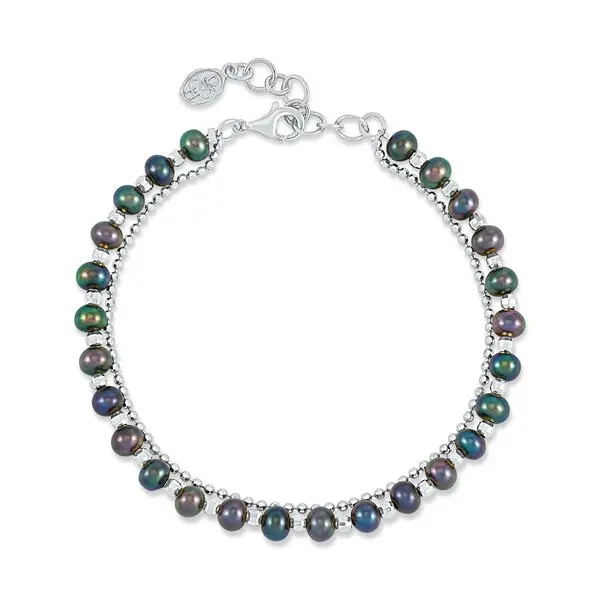 DOWER & HALL Peacock Freshwater Pearl Bracelet - Silver