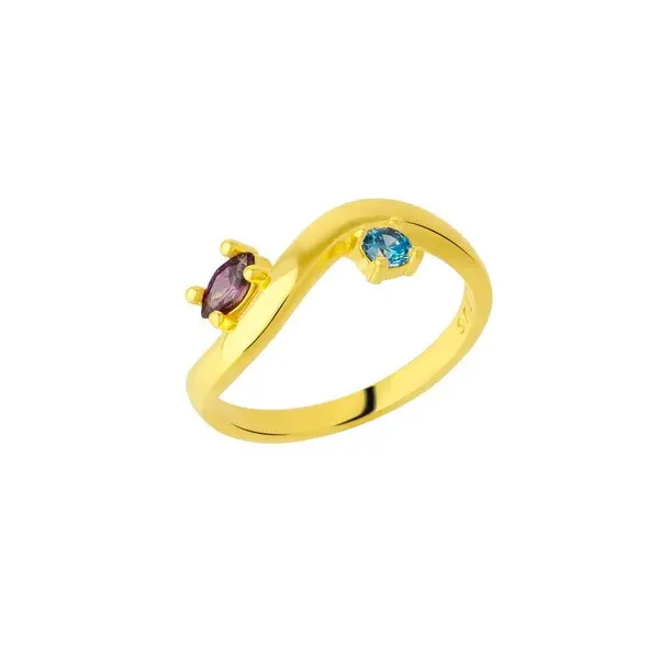 SPERO LONDON Bended Sterling Silver Double Gemstone Ring - Gold