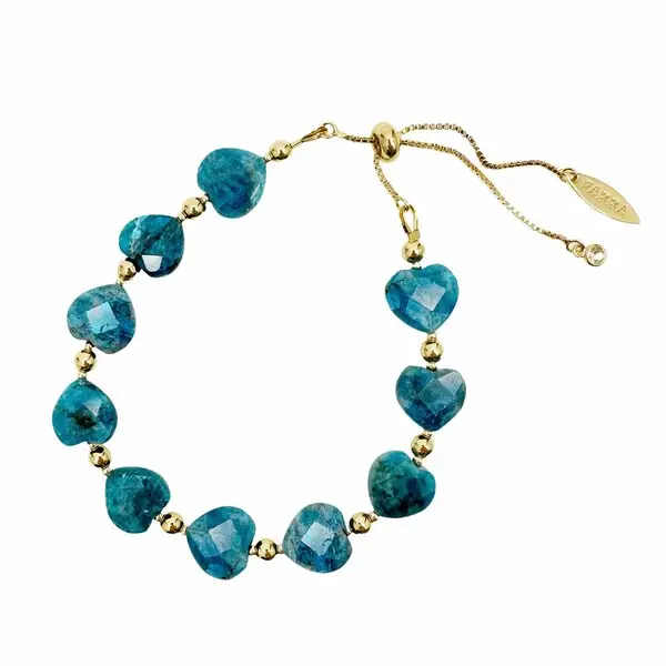 FARRA Heart-shaped Apatite Adjustable Bracelet - Blue