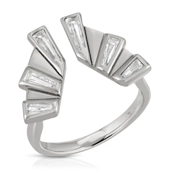 GLAMROCKS JEWELRY Sunray Baguette Ring - Silver