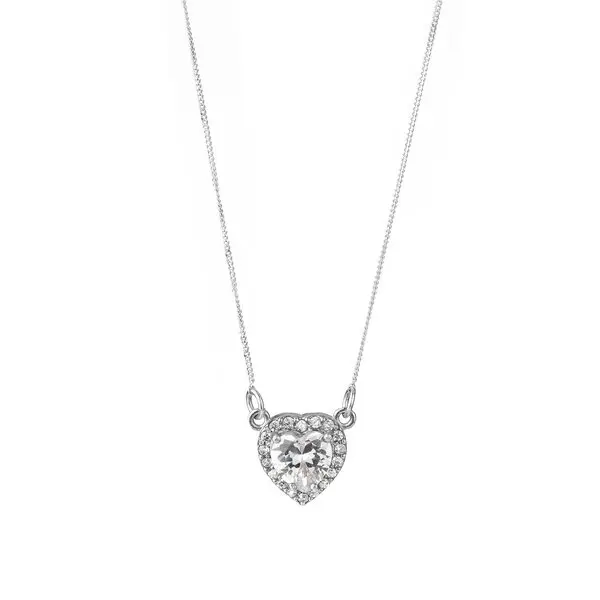 CHIARELLA Central Heart Necklace - Silver