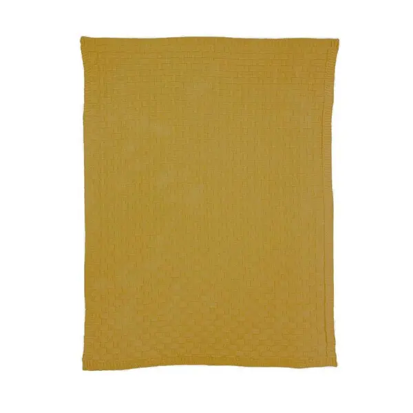 In2green Textured Sustainable Knit Throw Blanket Basketweave - Yellow