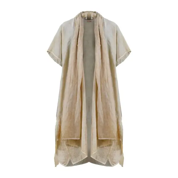 ZHENABIA Vintage Hooded Kimono Shawl - Yellow