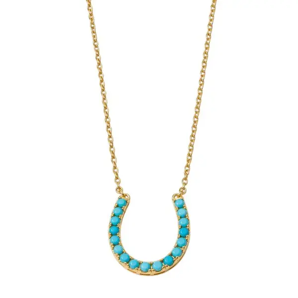 NATIVE GEM Lucky Horseshoe Turquoise Pendant Necklace - Blue