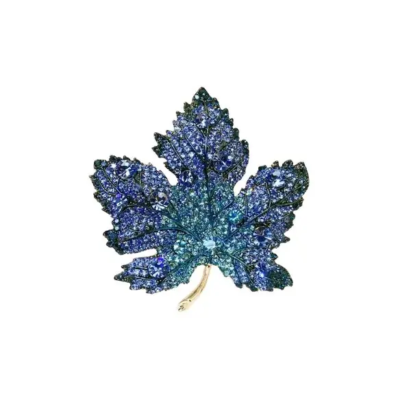 CHANEL JOAN ELKAYAM Crystal Maple Leaf Brooch - Blue