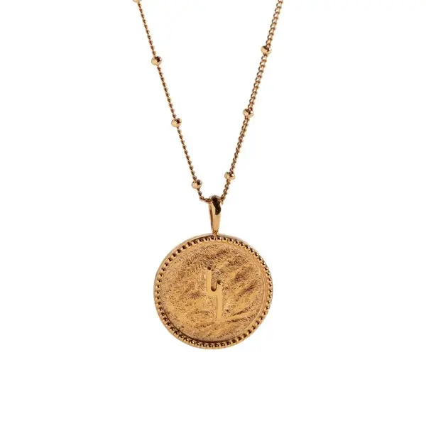 CLAIRE HILL DESIGNS Hope Coin Shorthand Necklace - Gold