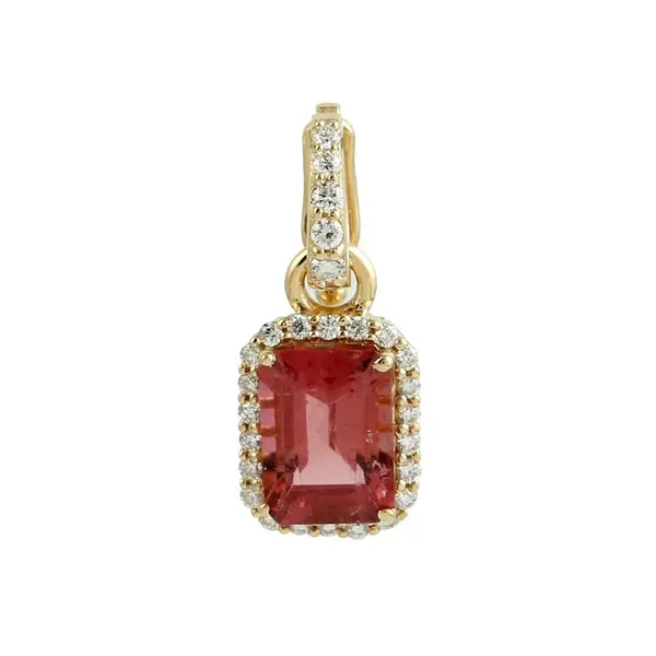 ARTISAN 18k Yellow Gold Pink Tourmaline And Diamond Pendant - White/pink/gold