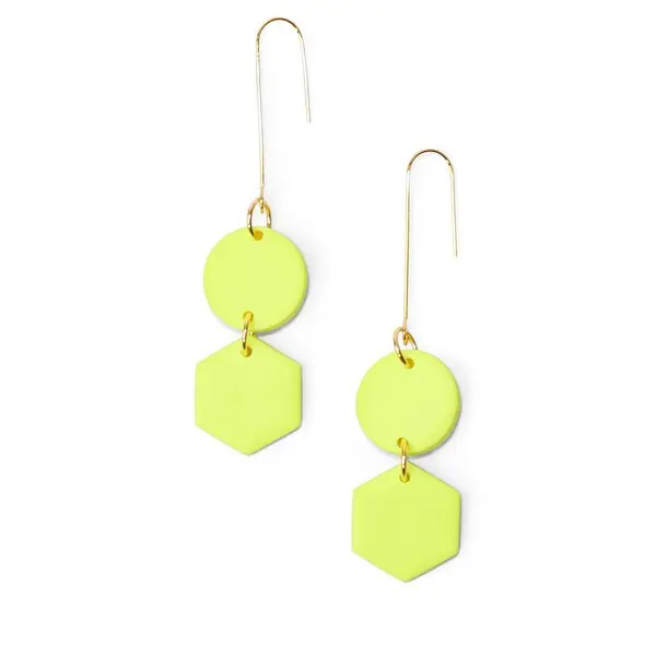 BY CHAVELLI Belle Geometric Dangly Earrings - Yellow