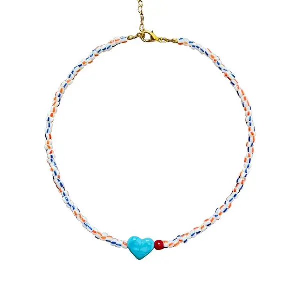 DESERT LOBBY Small Talk Heart Necklace - Blue/red