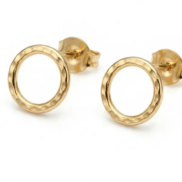 MELT'M JEWELRY Hammered Circle Stud Earrings - Gold