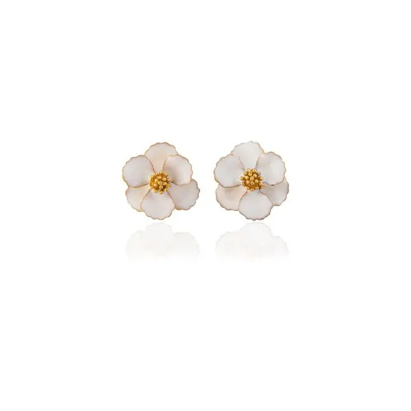 MILOU JEWELRY Petite Flower Stud Earrings - White