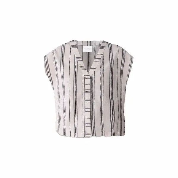 REISTOR Relaxed Striped V-neck Top