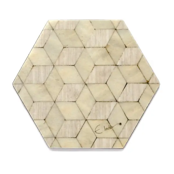 E. INDER DESIGNS Green / Grey Four Coasters Set. Heat Resistant Melamine. Scandinavian Style In Neutral Colours From The Waldorf Range - Green/grey