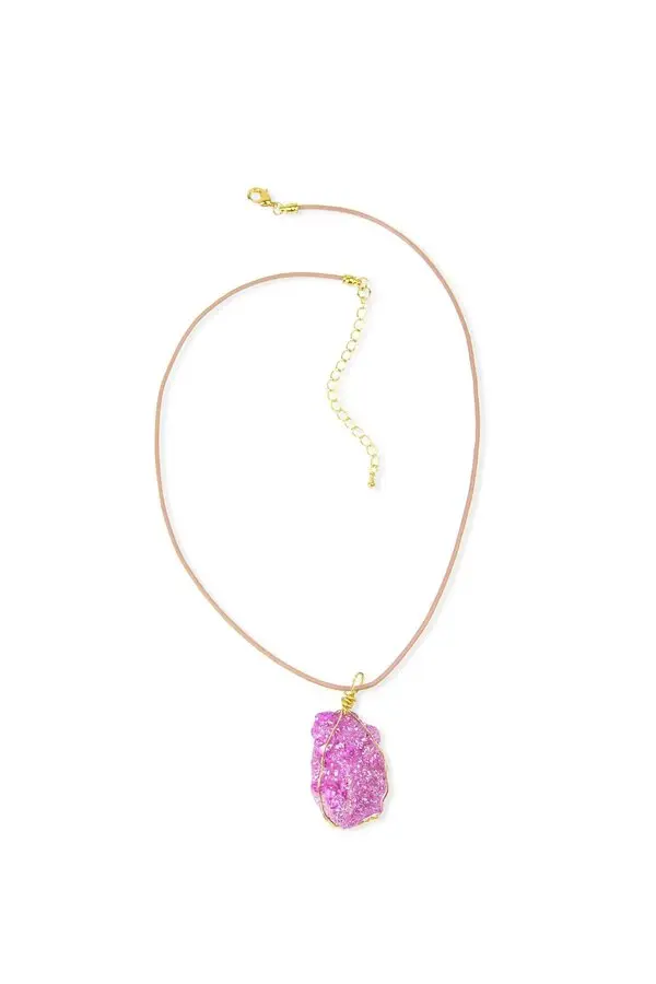 Saachi Wire Druzy Pendant Necklace - Black