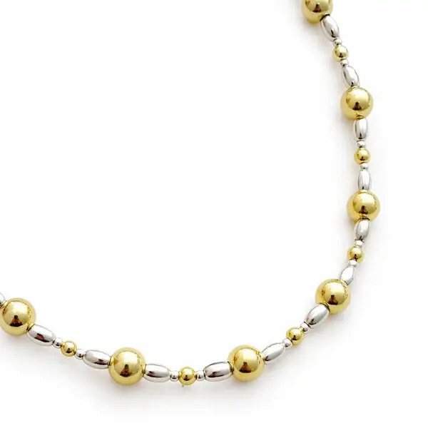 THE PHEIA Fine Two Tone Mixed Bead Necklace - Gold/silver
