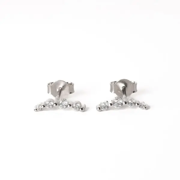 BELINDA JEWELZ Gemstone Ear Crawler Stud Earrings - Silver