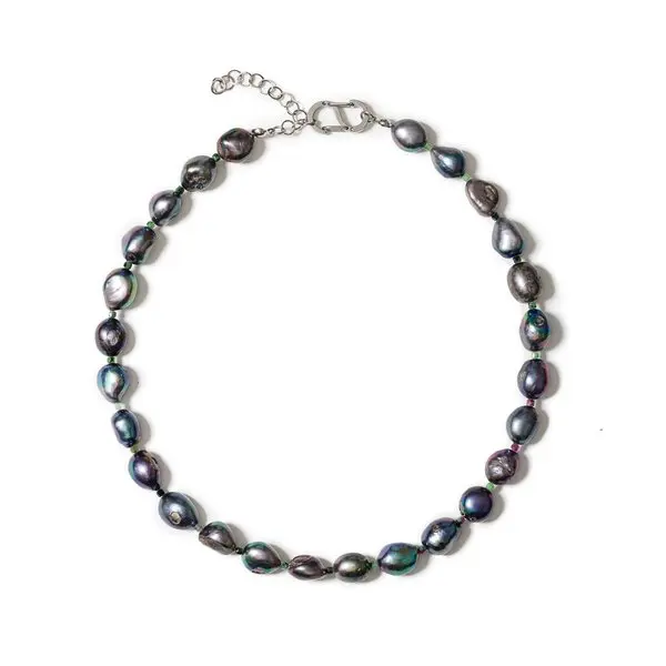 KYBELE STUDIO Palermo Baroque Pearl Necklace - Green/grey