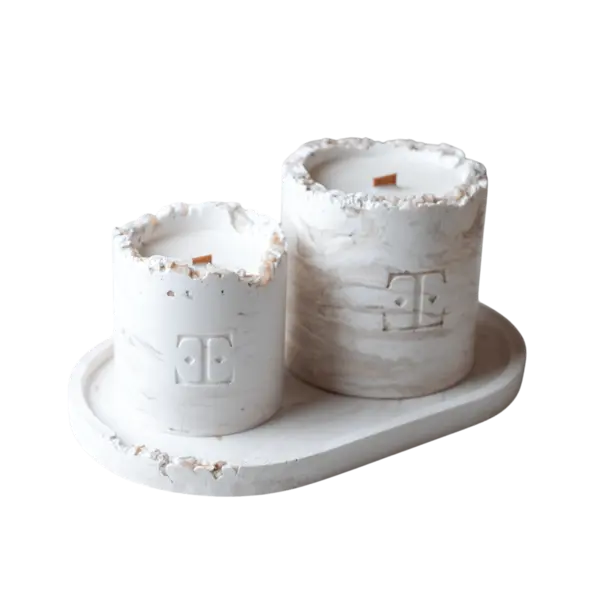 Esti Living Brown / Neutrals / White Moon & Fig Gemstone Candle Set - Brown/white