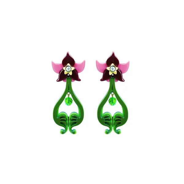 GISSA BICALHO Iris Acrylic Dangle Earrings - Green