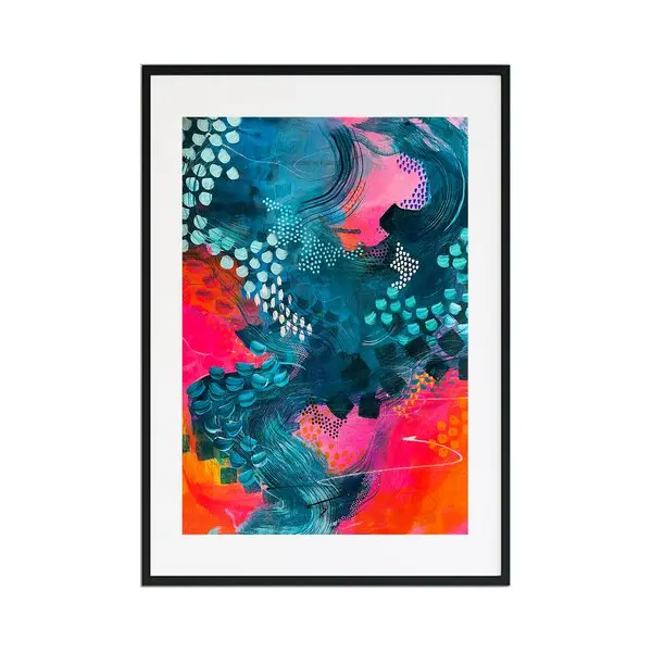 Jessica Slack Studio Blue / Orange Tangerine Skies Contemporary Abstract Print - Blue/orange