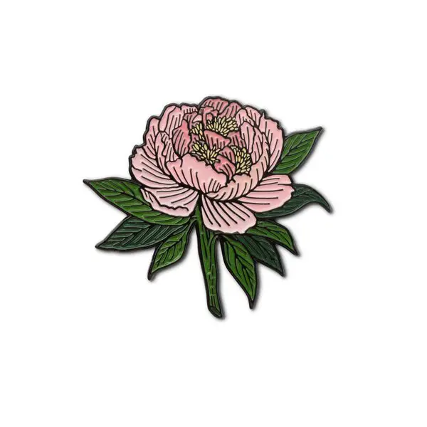 MAKE HEADS TURN Peony Enamel Pin - Green/pink