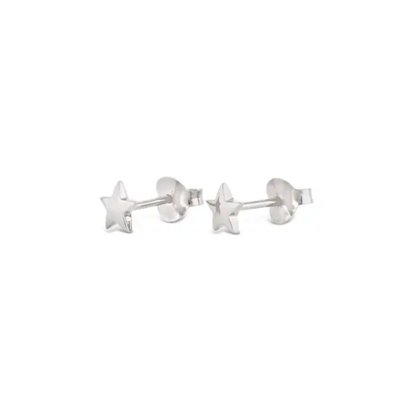 DINNY HALL Bijou Silver Star Mini Stud Earrings - Silver/white