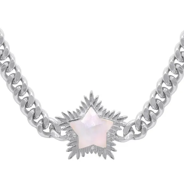 LUNA CHARLES Odette Moonstone Star Choker Necklace - White/silver