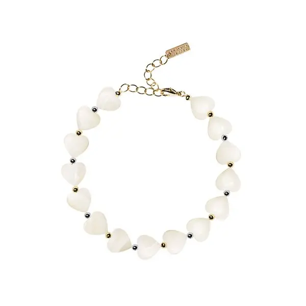ADRIANA PAPPAS DESIGNS Mother Of Pearl Beaded Anklet - Yellow