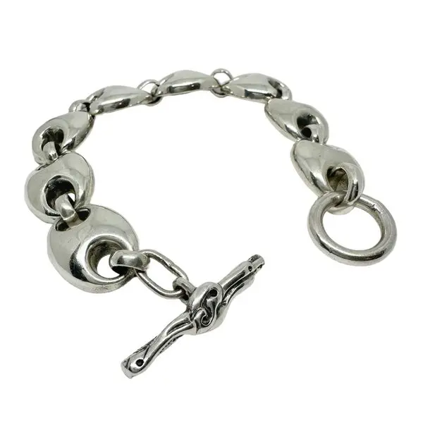 TG-JEWELLERY BY TAMARA GERVASIO Sterling Silver Celtic Dog Anchor Chain Bracelet - Silver/black
