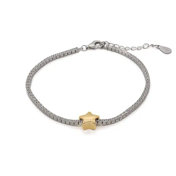 EBRU JEWELRY Star Charm Tennis Bracelet - Gold/silver