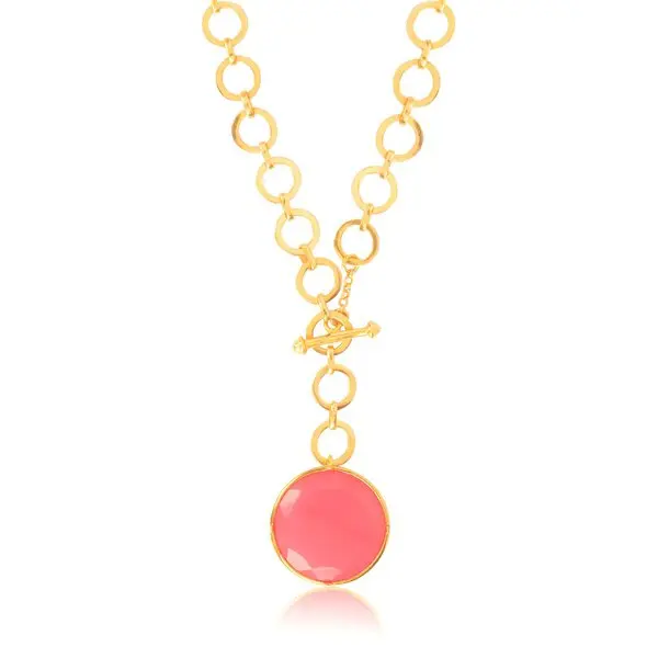 LILA RASA Blushing Pink Crystal Pendant Necklace - Gold/pink