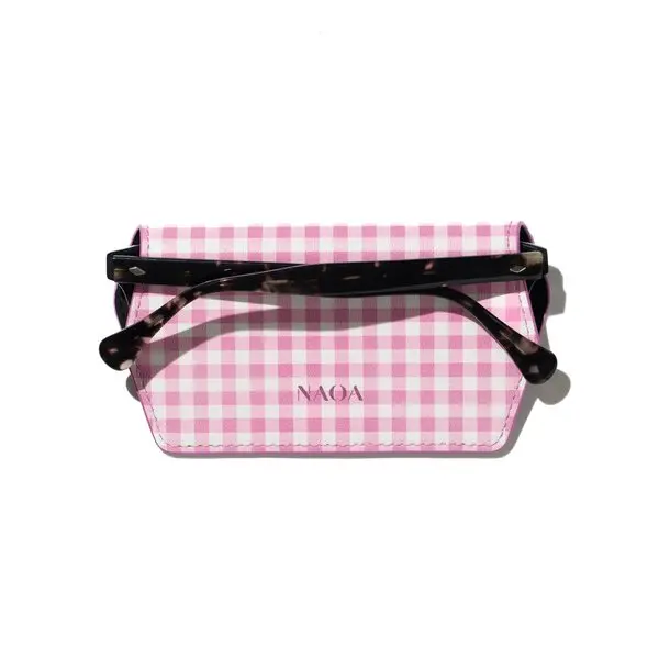 NAOA Slim Glasses Case Vichy Print - White/pink
