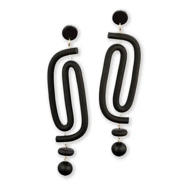 BY CHAVELLI Labyrinth Dangly Statement Earrings - Black