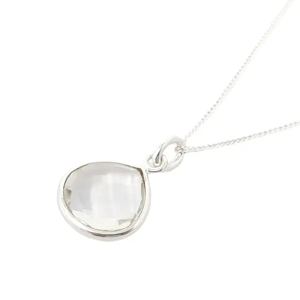 HARFI Sterling Silver White Topaz Charm Necklace - White/silver