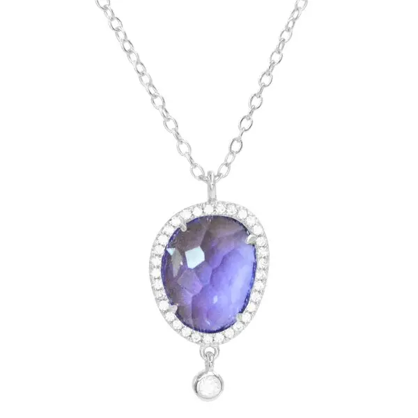 KAMARIA Johari Lab Created Gemstone Necklace - Purple/silver