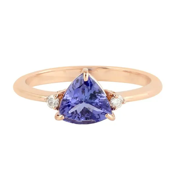 ARTISAN 14k Rose Gold Trillion Tanzanite And Diamond Ring - White/blue/rose Gold