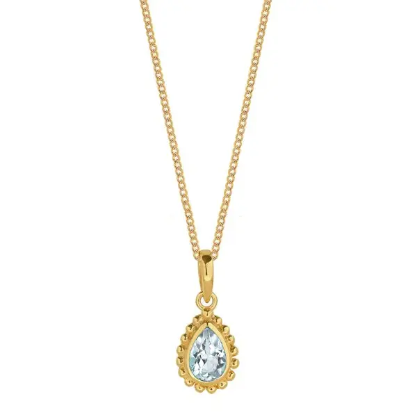 CHARLOTTE'S WEB JEWELLERY March Birthstone Aquamarine Necklace - Gold/blue