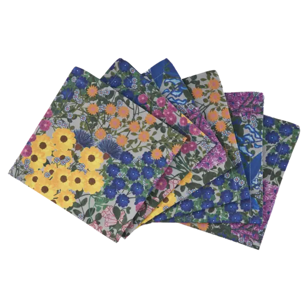 SOPHIE WILLIAMSON DESIGN Set Of Six Napkins In Colorful Wildflower Print In And Multicolor - Blue