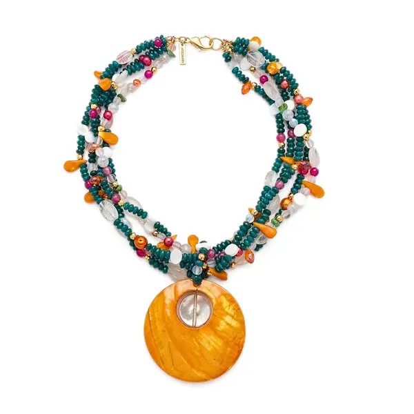 JAREDJAMIN Molly Layered Necklace - Orange/green