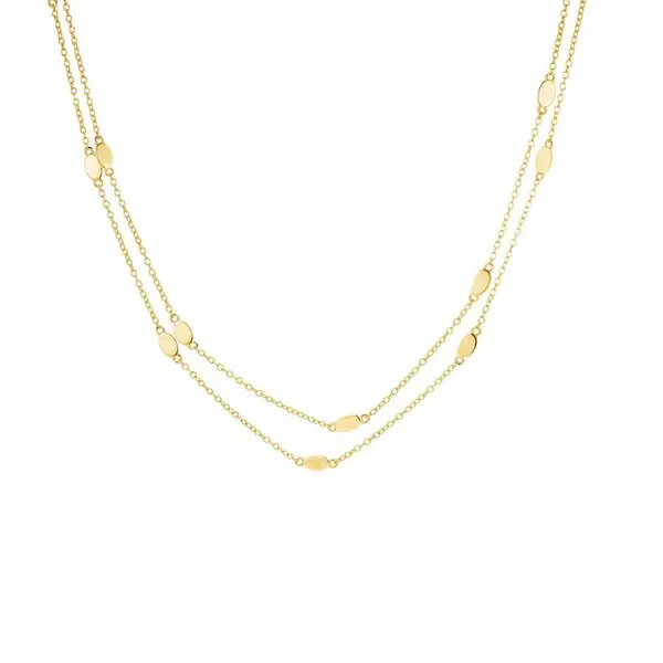 NAZZAR Oval Disc Station Double Layer Necklace - Gold