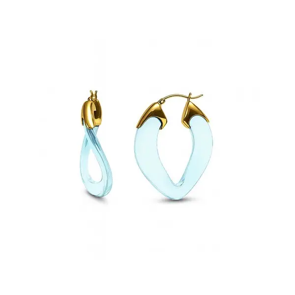 GOLD & HONEY Lucite Curb Link Hoop Earrings With Blue Diamond - Gold/blue