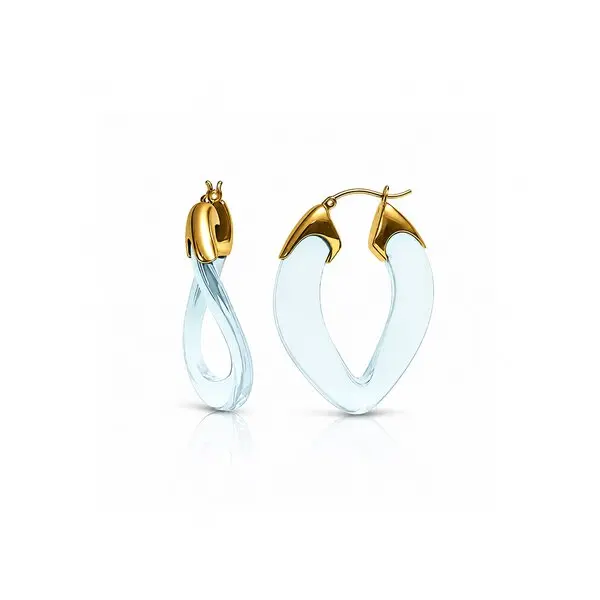 GOLD & HONEY Lucite Curb Link Hoop Earrings With Blue Diamond - Gold/blue