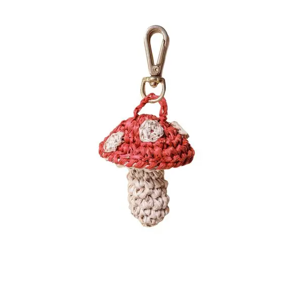 Likhâ Mushroom Bag Charm Raffia Keychain