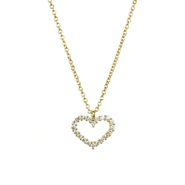 NAZZAR Pave Heart Pendant Necklace - Gold