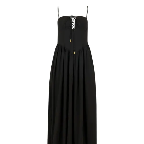 DECOLET THE LABEL Raquel Drop Waist Cotton Maxi
